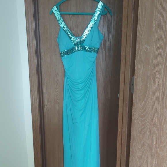 Taboo | Dresses | Taboo Blue Ruched Sequin Halter Gown | Poshmark